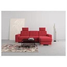 Sit & More Ecksofa SIT & MORE "Quincy L-Form" Sofas Gr. B/H/T: 252cm x 82cm x 161cm, Luxus-Microfaser, Recamiere rechts, ohne Bettfunktion, rot wahlweise mit Bettfunktion und Bettkasten