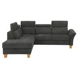 Ecksofa Home Affaire "Conville L-Form", grau (anthrazit), B:247cm H:84cm T:217cm, 100% Polyester, Sofas, Federkern, wahlweise mit Bettfunktion und Bettkasten bzw. Stauraum