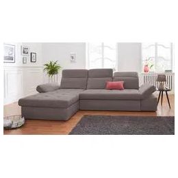 Sit & More Ecksofa SIT & MORE "Stardust L-Form", grau (steel), B:302cm H:77cm T:189cm, Struktur (100% Polyester), Struktur fein (95% Polyester, 5% Polyamid), Sofas, wahlweise mit Bettfunktion und Bettkasten