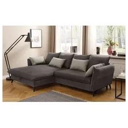 Ecksofa Home Affaire "Tirano, L-Form" Sofas Gr. B/H/T: 274cm x 88cm x 170cm, Luxus-Microfaser, Recamiere links, mit Bettfunktion, braun wahlweise mit Bettfunktion und Bettkasten