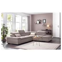 Ecksofa Home Affaire "Alberto L-Form" Sofas Gr. B/H/T: 272cm x 73cm x 226cm, Luxus-Microfaser Lederoptik, Ottomane rechts, mit Bettfunktion, grau mit Kopfteilverstellung, wahlweise Bettfunktion