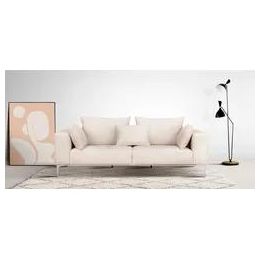 Guido Maria Kretschmer Home & Living 2,5-Sitzer GUIDO MARIA KRETSCHMER HOME & LIVING "JANTE" Sofas Gr. B/H/T: 212cm x 85cm x 105cm, Velours, beige (creme) mit chromfarbenen Füßen