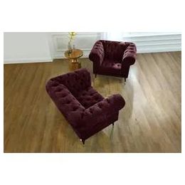 Guido Maria Kretschmer Home & Living Loveseat GUIDO MARIA KRETSCHMER HOME & LIVING "Tinnum Loveseat, Chesterfield Sessel" Sessel Gr. Struktur weich, B/H/T: 121cm x 77cm x 87cm, rot