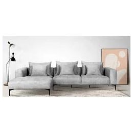 Guido Maria Kretschmer Home & Living Ecksofa GUIDO MARIA KRETSCHMER HOME & LIVING "BENTE L-Form" Sofas Gr. B/H/T: 332cm x 85cm x 175cm, Velvet, Recamiere links, weiß (almond milk) wahlweise Recamiere links oder rechts, mit schwarzen Metallfüßen