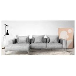 Guido Maria Kretschmer Home & Living Ecksofa GUIDO MARIA KRETSCHMER HOME & LIVING "JANTE L-Form" Sofas Gr. B/H/T: 332cm x 85cm x 175cm, Velvet, Recamiere links, weiß (almond milk) wahlweise Recamiere links oder rechts, mit Chromfüßen