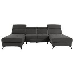 Wohnlandschaft Inosign "Cardiz U-Form" Sofas Gr. B/H/T: 296 cm x 83 cm x 173 cm, Struktur fein, gleichschenklig, ohne Bettfunktion-ohne Bettkasten, grau (anthrazit) inkl.Kopfteilverstellung und Federkern wahlweise mit Bettfunktion