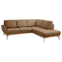 Guido Maria Kretschmer Home & Living Ecksofa GUIDO MARIA KRETSCHMER HOME & LIVING "Palic, L-Form" Sofas Gr. B/H/T: 241cm x 87cm x 206cm, Velours, Ottomane rechts, braun (goldbraun)