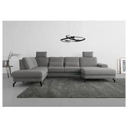 Sit & More Wohnlandschaft SIT&MORE "Cinturo U-Form" Sofas Gr. B/H/T: 345 cm x 88 cm x 226 cm, Soft clean, mega-Recamiere rechts, inklusive Sitztiefenverstellung-inklusive Federkern, grau inklusive Sitztiefenverstellung und Federkern, Sitzhöhe 45 cm