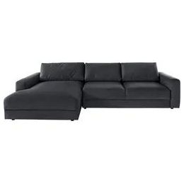 Ecksofa Places of Style "Bloomfield, L-Form" Sofas Gr. B/H/T: 303cm x 84cm x 176cm, Velours, mega-Recamiere links, XL ohne Bettfunktion und Bettkasten, grau (anthrazit) wahlweise mit Bettfunktion und Bettkasten