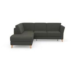 Sit & More Ecksofa SIT & MORE "Visby L-Form" Sofas Gr. B/H/T: 248cm x 87cm x 213cm, Struktur fein, Ottomane links, mit Bettfunktion-mit Stauraum, grau (anthrazit) Wahlweise mit Bettfunktion und Stauraum, frei im Raum stellbar