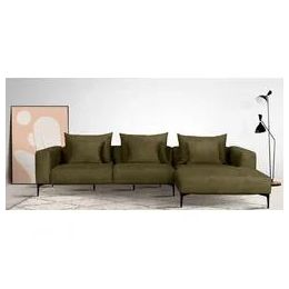 Guido Maria Kretschmer Home & Living Ecksofa GUIDO MARIA KRETSCHMER HOME & LIVING "BENTE L-Form" Sofas Gr. B/H/T: 332cm x 85cm x 175cm, Velvet, Recamiere rechts, grün (rifle green) wahlweise Recamiere links oder rechts, mit schwarzen Metallfüßen