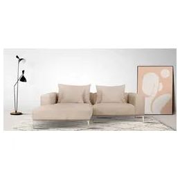 Guido Maria Kretschmer Home & Living Ecksofa GUIDO MARIA KRETSCHMER HOME & LIVING "JANTE L-Form" Sofas Gr. B/H/T: 233cm x 85cm x 172cm, Cord, Recamiere links, beige (sand) wahlweise Recamiere links oder rechts, mit Chromfüßen