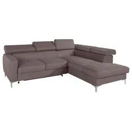 Ecksofa COTTA "Sammy L-Form" Sofas Gr. B/H/T: 242cm x 74cm x 207cm, Struktur, Ottomane rechts, mit Bettfunktion-mit Bettkasten-mit Kopfteilverstellung, braun inklusive Kopfteilverstellung, wahlweise mit Bettfunktion