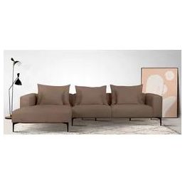 Guido Maria Kretschmer Home & Living Ecksofa GUIDO MARIA KRETSCHMER HOME & LIVING "BENTE L-Form" Sofas Gr. B/H/T: 332cm x 85cm x 175cm, Cord, Recamiere links, grau (taupe) wahlweise Recamiere links oder rechts, mit schwarzen Metallfüßen