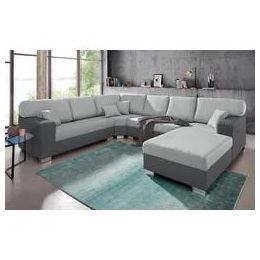 Wohnlandschaft Inosign "U-Form" Sofas Gr. B/H/T: 324cm x 94cm x 90cm, Microfaser PRIMABELLE-Struktur, Recamiere rechts, grau (grau, grau)