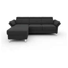 Sit & More Ecksofa SIT & MORE "Vincenzo L-Form" Sofas Gr. B/H/T: 252 cm x 84 cm x 165 cm, Struktur, Recamiere links, mit Kopfteilverstellung, grau (anthrazit) inklusive Kopfteilverstellung, wahlweise mit Bettfunktion, Bettkasten