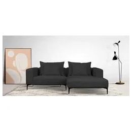 Guido Maria Kretschmer Home & Living Ecksofa GUIDO MARIA KRETSCHMER HOME & LIVING "BENTE L-Form" Sofas Gr. B/H/T: 233cm x 85cm x 172cm, Velours, Recamiere rechts, grau (anthrazit) wahlweise Recamiere links oder rechts, mit schwarzen Metallfüßen