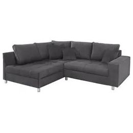 Ecksofa MR. COUCH "Tobi L-Form" Sofas Gr. B/H/T: 226cm x 75cm x 188cm, Struktur, Ottomane links, Mit Kaltschaum-ohne Bettfunktion, grau (anthrazit) wahlweise mit Kaltschaum (140kg BelastungSitz), RGB-LED-Beleuchtung