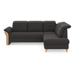 Ecksofa Home Affaire "Dangast L-Form" Sofas Gr. B/H/T: 269cm x 92cm x 200cm, Luxus-Microfaser Euphoria, Ottomane rechts, ohne Bett und ohne Bettkasten-ohne Relaxfunktion, grau (fango) Kopfteilverstellung, wahlweise mit motorischer Relaxfunktion