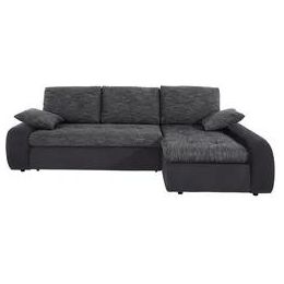 Ecksofa Trendmanufaktur "Indie, L-Form" Sofas Gr. B/H/T: 269cm x 86cm x 169cm, Luxus-Microfaser ALCAZAR-Struktur, Recamiere rechts, mit Bettfunktion-XXL, schwarz (schwarz/anthrazit/grau) wahlweise XL oder XXL