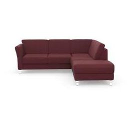 Sit & More Ecksofa SIT & MORE "Visby L-Form" Sofas Gr. B/H/T: 248cm x 87cm x 213cm, Soft clean, Ottomane rechts, ohne Bettfunktion-ohne Bettkasten, rot (bordeaux) Wahlweise mit Bettfunktion und Stauraum, frei im Raum stellbar