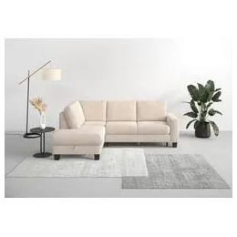 Ecksofa Home Affaire "Summer L-Form" Sofas Gr. B/H/T: 236cm x 91cm x 170cm, Breitcord, Ottomane links, mit Bettfunktion-mit Bettkasten-ohne Federkern, beige (creme) mit Ottomane, oder ohne Bettfunktion und Bettkasten, Cord-Bezug