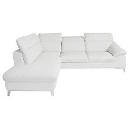 Ecksofa COTTA "Teresa L-Form" Sofas Gr. B/H/T: 293cm x 84cm x 232cm, Luxus-Kunstleder, Ottomane links, mit Bettfunktion-mit Kopfteilverstellung, weiß (altweiß) wahlweise mit Bettfunktion