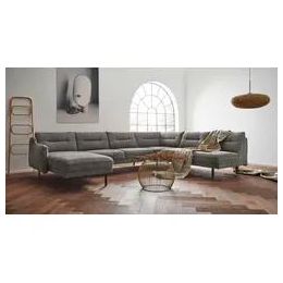 Wohnlandschaft Andas "Nordfyn U-Form" Sofas Gr. B/H/T: 323cm x 81cm x 239cm, Luxus-Microfaser Lederoptik, Recamiere links, grau (dunkelgrau) edles Design in 3 Bezugsqualitäten, by Morten Georgsen