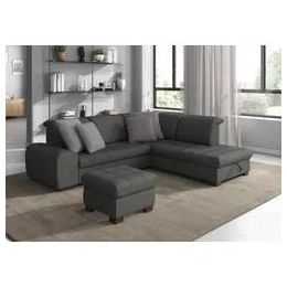 Sit & More Ecksofa SIT&MORE "Luxor L-Form" Sofas Gr. B/H/T: 259 cm x 82 cm x 224 cm, Luxus-Microfaser ALTARA NUBUCK, Ottomane rechts, ohne Bettfunktion-ohne Bettkasten-ohne Kopfteilverstellung, grau (graphite) wahlweise mit Bettfunktion, Stauraum und Kopfteilverstellung