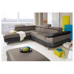 Ecksofa Inosign "Solution L-Form" Sofas Gr. B/H/T: 262cm x 73cm x 228cm, Kunstleder SOFTLUX-Luxus-Microfaser, Ottomane links, mit Bettfunktion, schwarz (schwarz, schlamm) wahlweise mit Bettfunktion