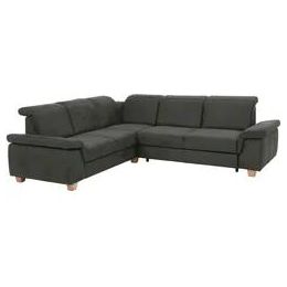 Ecksofa Home Affaire "Dalia L-Form" Sofas Gr. B/T: 256cm x 236cm, Luxus-Microfaser Florence, langer Schenkel rechts, mit Bettfunktion-mit Schubladenstauraum-mit Kopfteilverstellung, grau (anthrazit) mit Federkernpolsterung, wahlweise Bettfunktion, Bettkasten