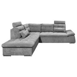 Ecksofa ED EXCITING DESIGN "Nalo L-Form", grau (dunkelgrau), B:260cm H:103cm T:219cm, 95% Polyester, 5% Nylon, Sofas, mit Bettfunktion, Bettkasten, Kopfstützen, Nierenkissen etc.