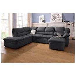 Wohnlandschaft COTTA "Casino U-Form" Sofas Gr. B/H/T: 313cm x 98cm x 95cm, Kunstleder SOFTLUX, Ottomane links, ohne Bettfunktion, schwarz wahlweise mit Bettfunktion