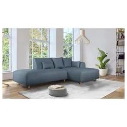 Ecksofa Andas "Svennis L-Form" Sofas Gr. B/H/T: 254cm x 83cm x 165cm, Filzoptik, Recamiere rechts, blau (hellblau) incl. Zierkissen, in 2 Bezugsvarianten