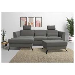 Sit & More Ecksofa SIT & MORE "Olsen L-Form", grau (anthrazit), B:261cm H:88cm T:172cm, 100% Polyester, Sofas, inklusive Sitztiefenverstellung, wahlweise mit Bettfunktion, 15cm hoch