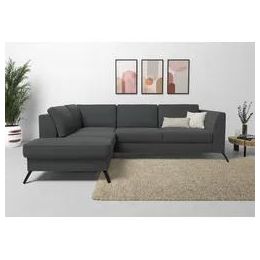 Sit & More Ecksofa SIT & MORE "Olsen L-Form" Sofas Gr. B/H/T: 248cm x 88cm x 201cm, Flachgewebe, Ottomane links, ohne Bettfunktion-ohne Stauraum-mit Sitztiefenverstellung, grau (anthrazit) inklusive Sitztiefenverstellung, wahlweise mit Bettfunktion, 15cm hoch