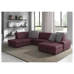 Sit & More Wohnlandschaft SIT & MORE "Luxor U-Form" Sofas Gr. B/T: 329cm x 224cm, Luxus-Microfaser ALTARA NUBUCK, Ottomane links, mit Bettfunktion-mit Bettkasten-mit Kopfteilverstellung, lila (aubergine) wahlweise mit Bettfunktion, Bettkasten und Kopfteilverstellung