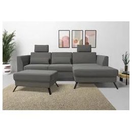 Sit & More Ecksofa SIT & MORE "Olsen L-Form" Sofas Gr. B/H/T: 261cm x 88cm x 172cm, Samtoptik, Recamiere rechts, mit Bettfunktion-mit Bettkasten-mit Sitztiefenverstellung, grau (anthrazit) inklusive Sitztiefenverstellung, wahlweise mit Bettfunktion, 15cm hoch