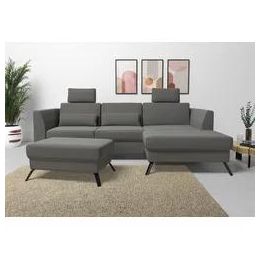 Sit & More Ecksofa SIT & MORE "Olsen L-Form" Sofas Gr. B/H/T: 261cm x 88cm x 172cm, Samtoptik, Recamiere rechts, ohne Bettfunktion-ohne Bettkasten-mit Sitztiefenverstellung, grau (anthrazit) inklusive Sitztiefenverstellung, wahlweise mit Bettfunktion, 15cm hoch