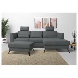 Sit & More Ecksofa SIT & MORE "Olsen L-Form", grau (dunkelgrau), B:261cm H:88cm T:172cm, 100% Polyester, Sofas, inklusive Sitztiefenverstellung, wahlweise mit Bettfunktion, 15cm hoch