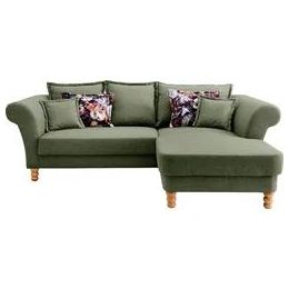 Ecksofa Home Affaire "Tassilo L-Form" Sofas Gr. B/H/T: 262cm x 95cm x 198cm, Struktur fein, Recamiere rechts, 2-REC, grün