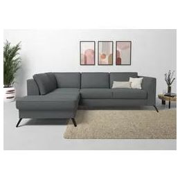 Sit & More Ecksofa SIT & MORE "Olsen L-Form", grau (dunkelgrau), B:248cm H:88cm T:201cm, 100% Polyester, Sofas, inklusive Sitztiefenverstellung, wahlweise mit Bettfunktion, 15cm hoch