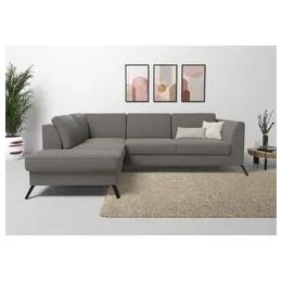 Sit & More Ecksofa SIT & MORE "Olsen L-Form", grau (hellgrau), B:248cm H:88cm T:201cm, 100% Polyester, Sofas, inklusive Sitztiefenverstellung, wahlweise mit Bettfunktion, 15cm hoch