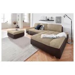 Sit & More Ecksofa SIT & MORE "Bergamo L-Form" Sofas Gr. B/H/T: 282cm x 85cm x 177cm, Kunstleder SOFTLUX-Struktur, Recamiere beidseitig montierbar, keine Funktion, braun (mokka, cappuccino) wahlweise mit Bettfunktion, Bettkasten und Armteilfunktion