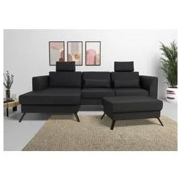 Sit & More Ecksofa SIT & MORE "Olsen L-Form" Sofas Gr. B/H/T: 261cm x 88cm x 172cm, Soft clean, Recamiere links, mit Bettfunktion-mit Bettkasten-mit Sitztiefenverstellung, schwarz inklusive Sitztiefenverstellung, wahlweise mit Bettfunktion, 15cm hoch