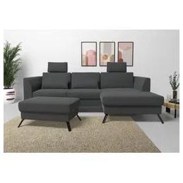 Sit & More Ecksofa SIT & MORE "Olsen L-Form" Sofas Gr. B/H/T: 261cm x 88cm x 172cm, Flachgewebe, Recamiere rechts, mit Bettfunktion-mit Bettkasten-mit Sitztiefenverstellung, grau (anthrazit) inklusive Sitztiefenverstellung, wahlweise mit Bettfunktion, 15cm hoch