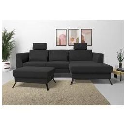 Sit & More Ecksofa SIT & MORE "Olsen L-Form" Sofas Gr. B/H/T: 261cm x 88cm x 172cm, Flachgewebe, Recamiere rechts, mit Bettfunktion-mit Bettkasten-mit Sitztiefenverstellung, schwarz inklusive Sitztiefenverstellung, wahlweise mit Bettfunktion, 15cm hoch