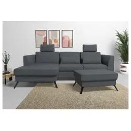 Sit & More Ecksofa SIT & MORE "Olsen L-Form" Sofas Gr. B/H/T: 261cm x 88cm x 172cm, Soft clean, Recamiere links, mit Bettfunktion-mit Bettkasten-mit Sitztiefenverstellung, grau (dunkelgrau) inklusive Sitztiefenverstellung, wahlweise mit Bettfunktion, 15cm hoch