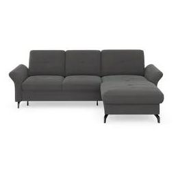 Ecksofa Places of Style "Calando L-Form" Sofas Gr. B/H/T: 258cm x 91cm x 165cm, Struktur weich, mega-Recamiere rechts, mit Bettfunktion-mit Bettkasten-mit Armteilverstellung, grau wahlweise mit Bettfunktion, Bettkasten und Armteilfunktion