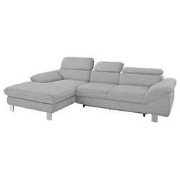 Ecksofa COTTA "Driver L-Form" Sofas Gr. B/H/T: 268cm x 73cm x 169cm, Chenille, Recamiere links, mit Kopfteilverstellung-mit Bettfunktion und Bettkasten, grau mit Kopfteilverstellung, wahlweise Bettfunktion